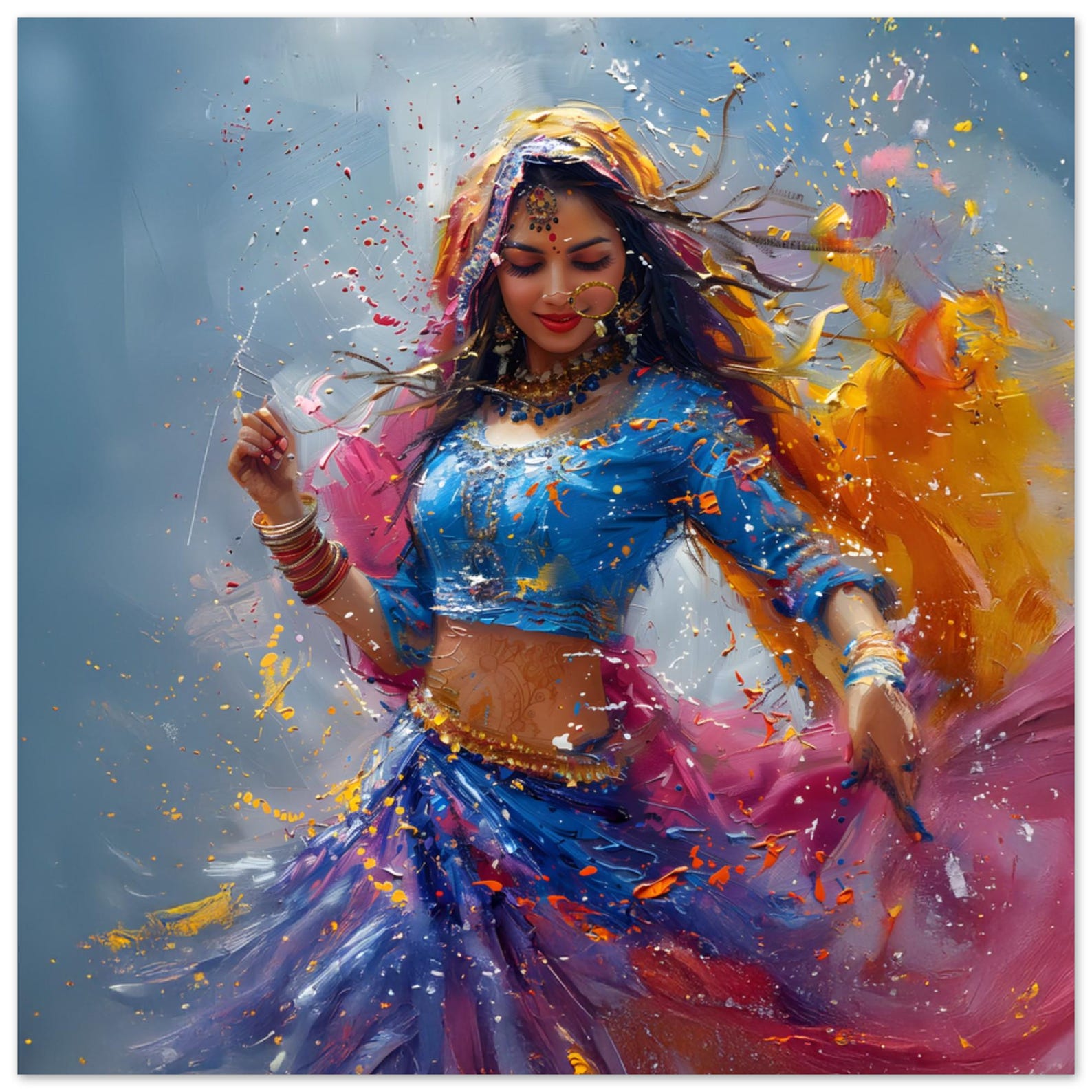 Indian Dance Wall Art, Traditional Dancer Canvas Print, Indian Vibrant ...