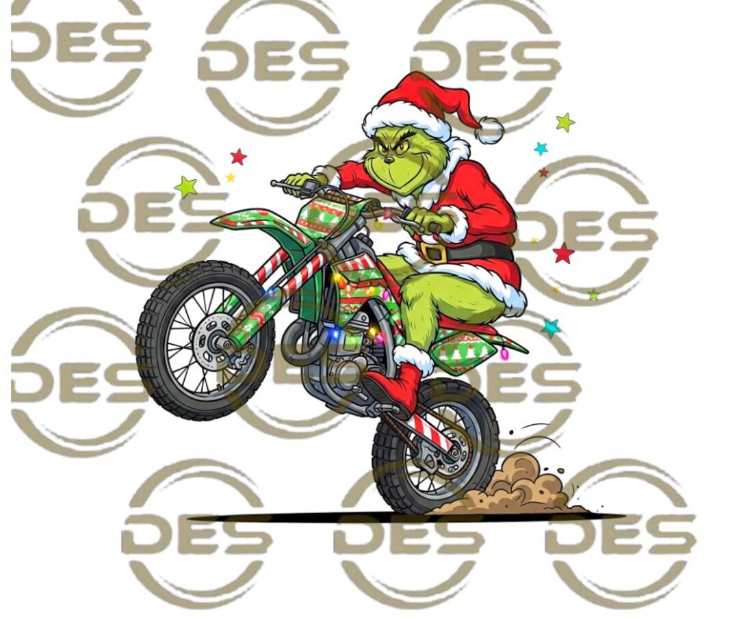 Christmas Grinch Dirt Bike Rider PNG, Funny Grinch Motocross Clipart ...