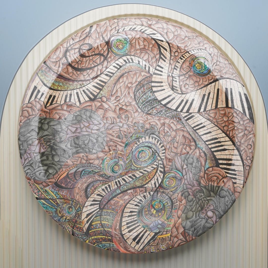 Handmade Brown & White Ceramic Wall Plate – 90cm Large Hanging Decor ...