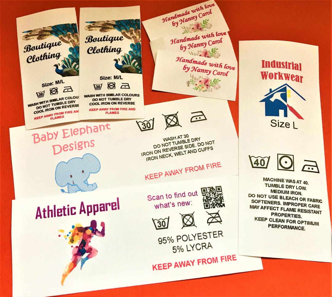 Full Colour Wash Care Labels - Garment Clothing Labels, Personalised ...