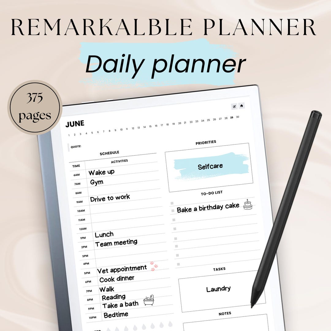 Remarkable Paper Pro Daily Planner for 2025 + 2026 & 2027 | Digital ...