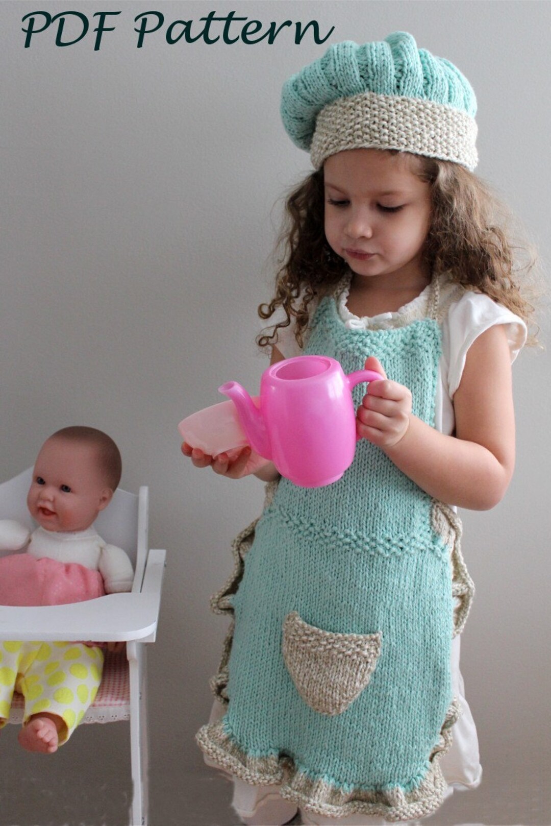KNITTING PATTERN- the Little Chef Hat and Apron Set. PDF Knitting ...