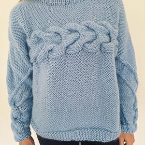 KNITTING PATTERN- Sideways Cable Crewneck. Instant Download Pdf Pattern ...