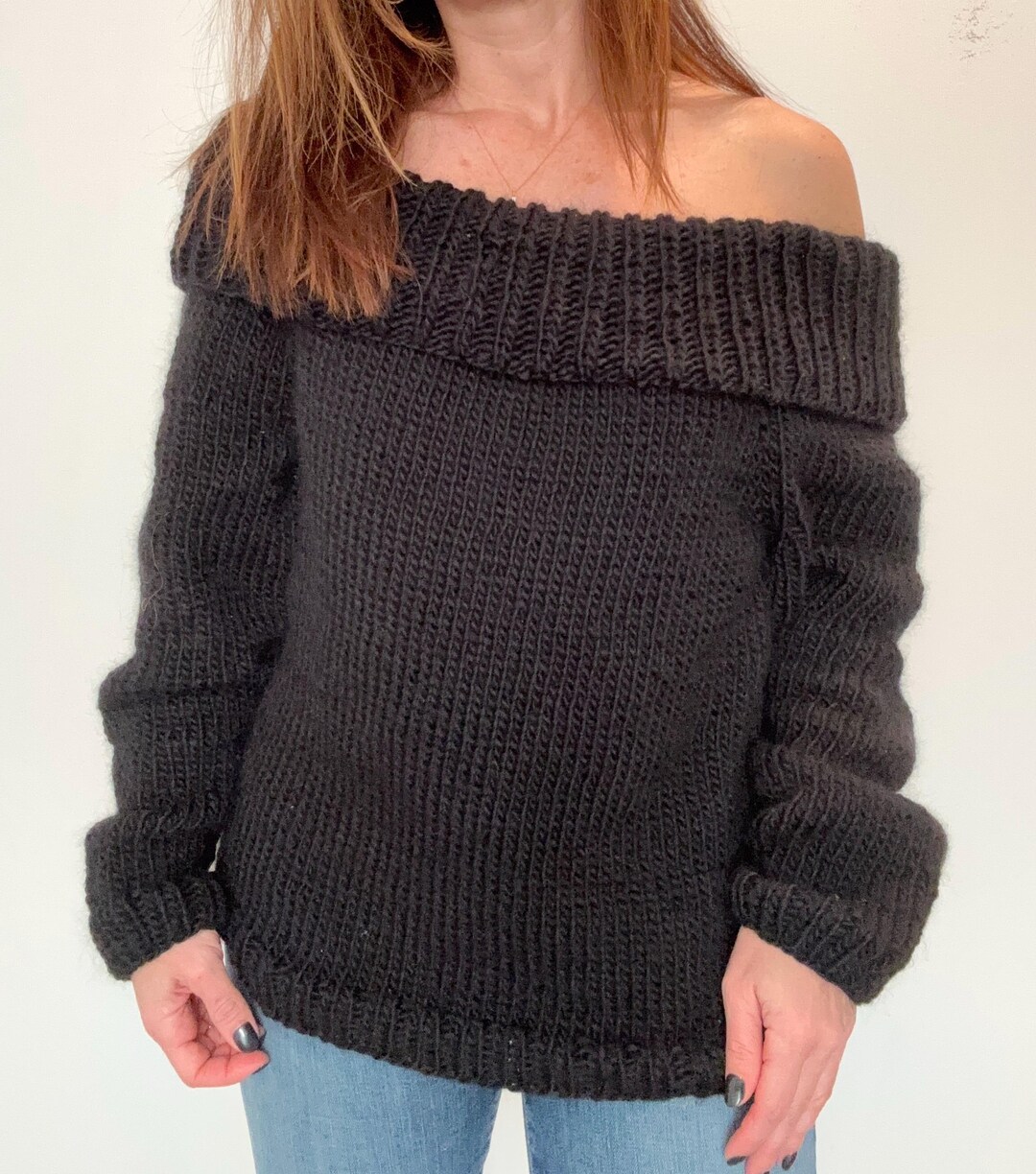 KNITTING PATTERN- off the Shoulder Pullover. Instant Download Knit ...