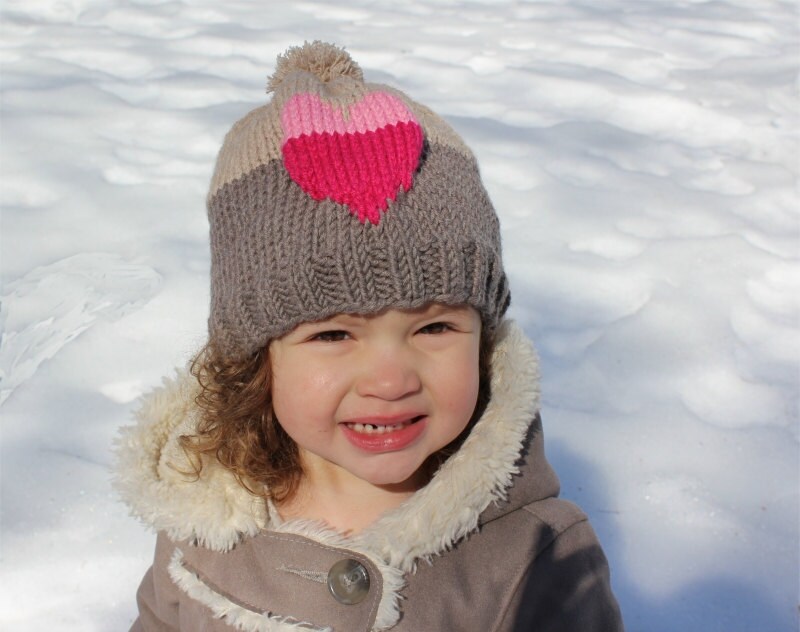 KNITTING PATTERN Sweet Heart Hat child Adult Sizes - Etsy