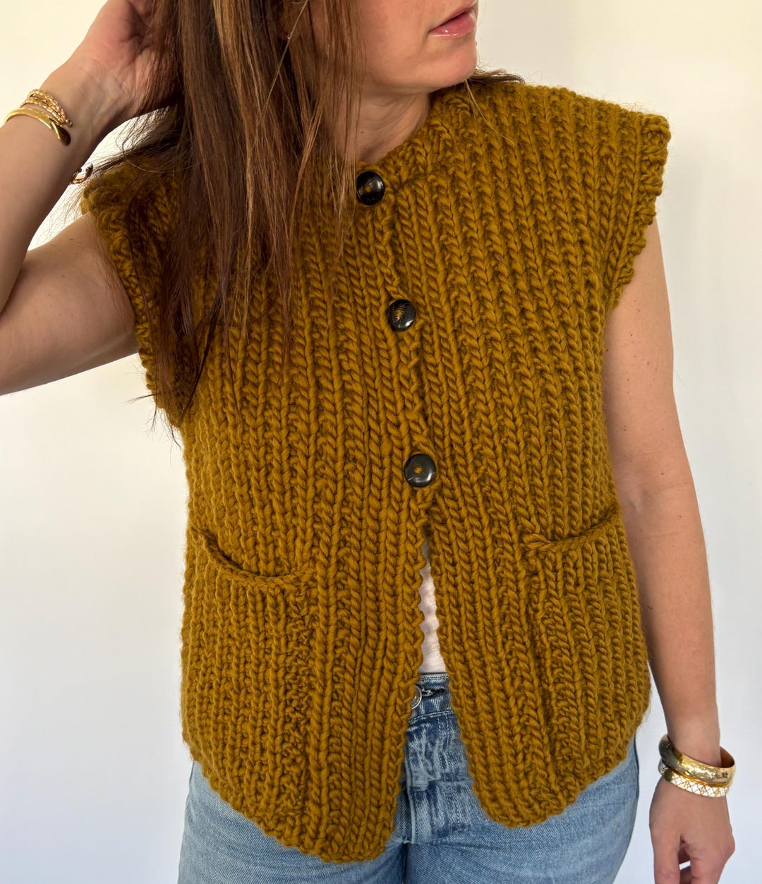 Chunky Knit Pocket Vest Knitting Pattern (PDF) - Etsy