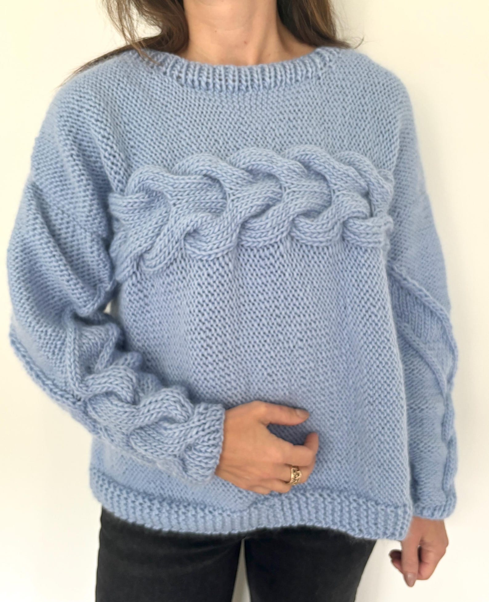 KNITTING PATTERN- Sideways Cable Crewneck. Instant Download Pdf Pattern ...