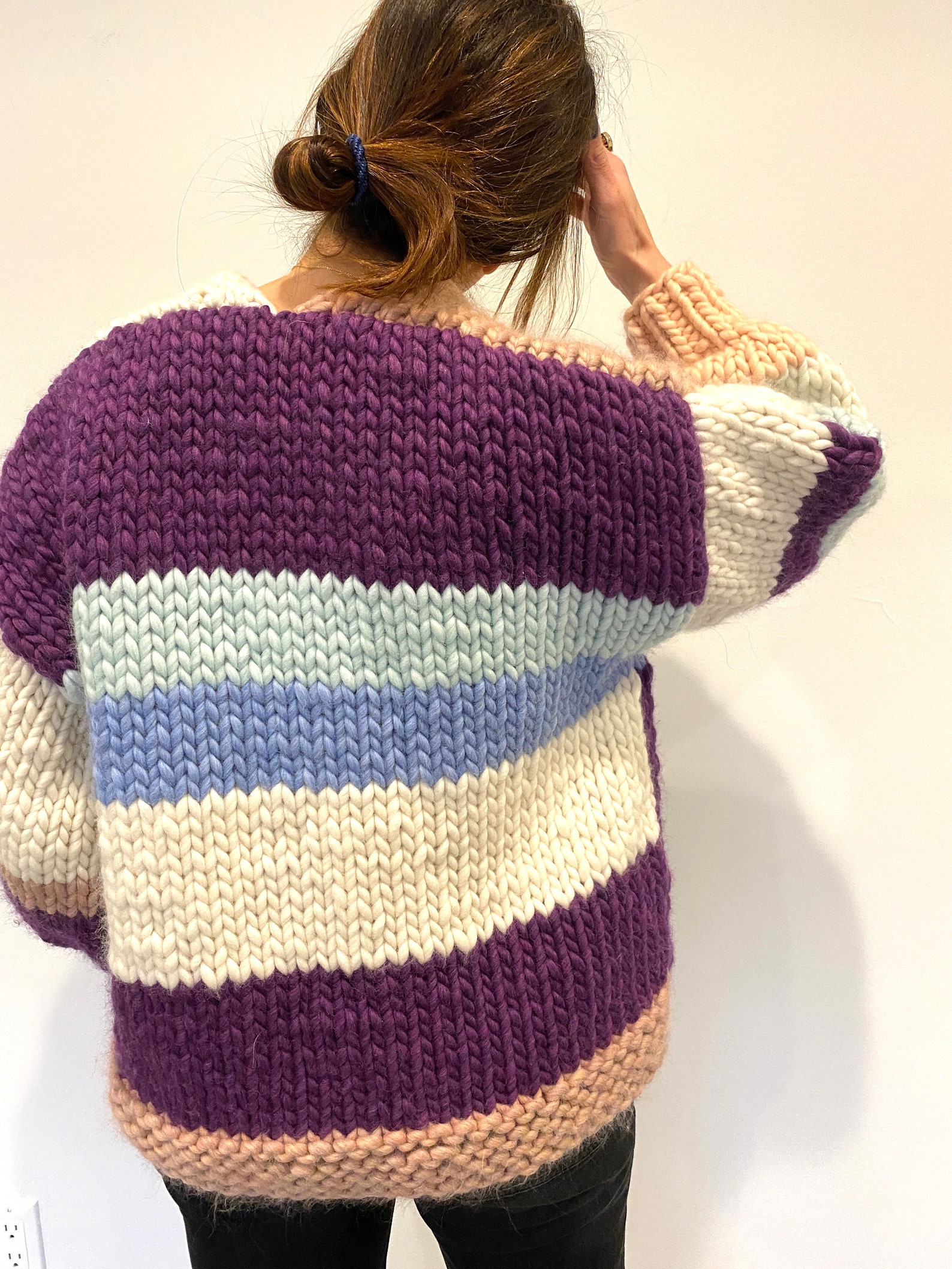Quick Knit Colorblock Cardigan Pattern: Bulky Oversized Sweater (PDF ...