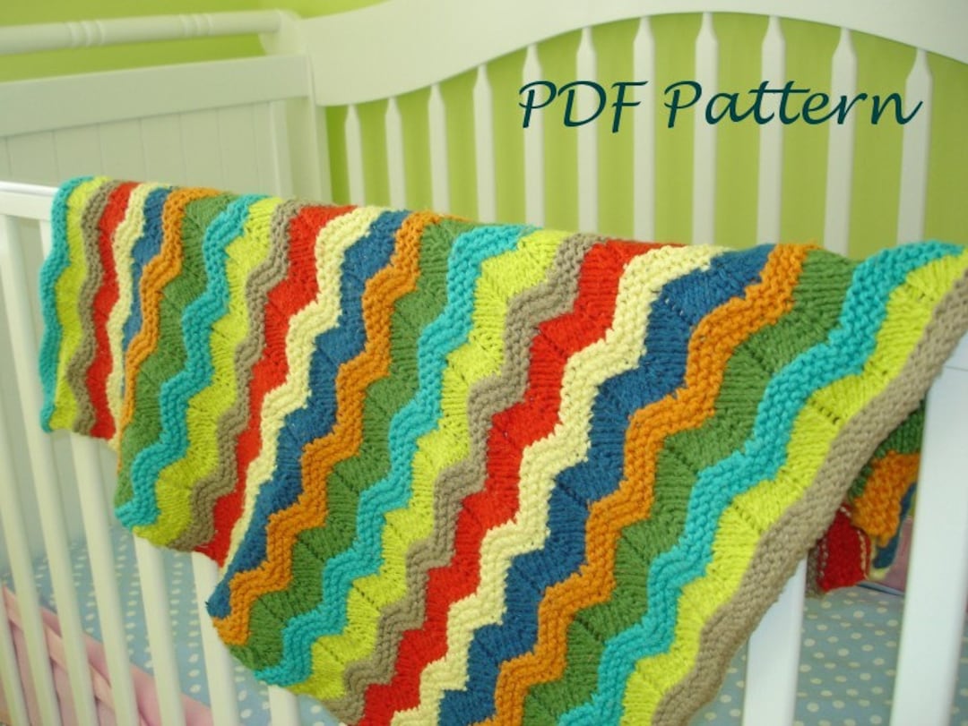 Baby Blanket KNITTING PATTERN- Wavy Baby Blanket Pdf Knitting Pattern ...