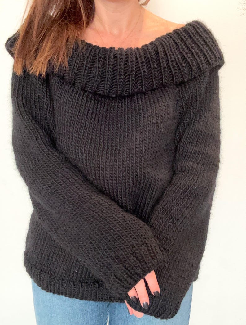 KNITTING PATTERN- off the Shoulder Pullover. Instant Download Knit ...