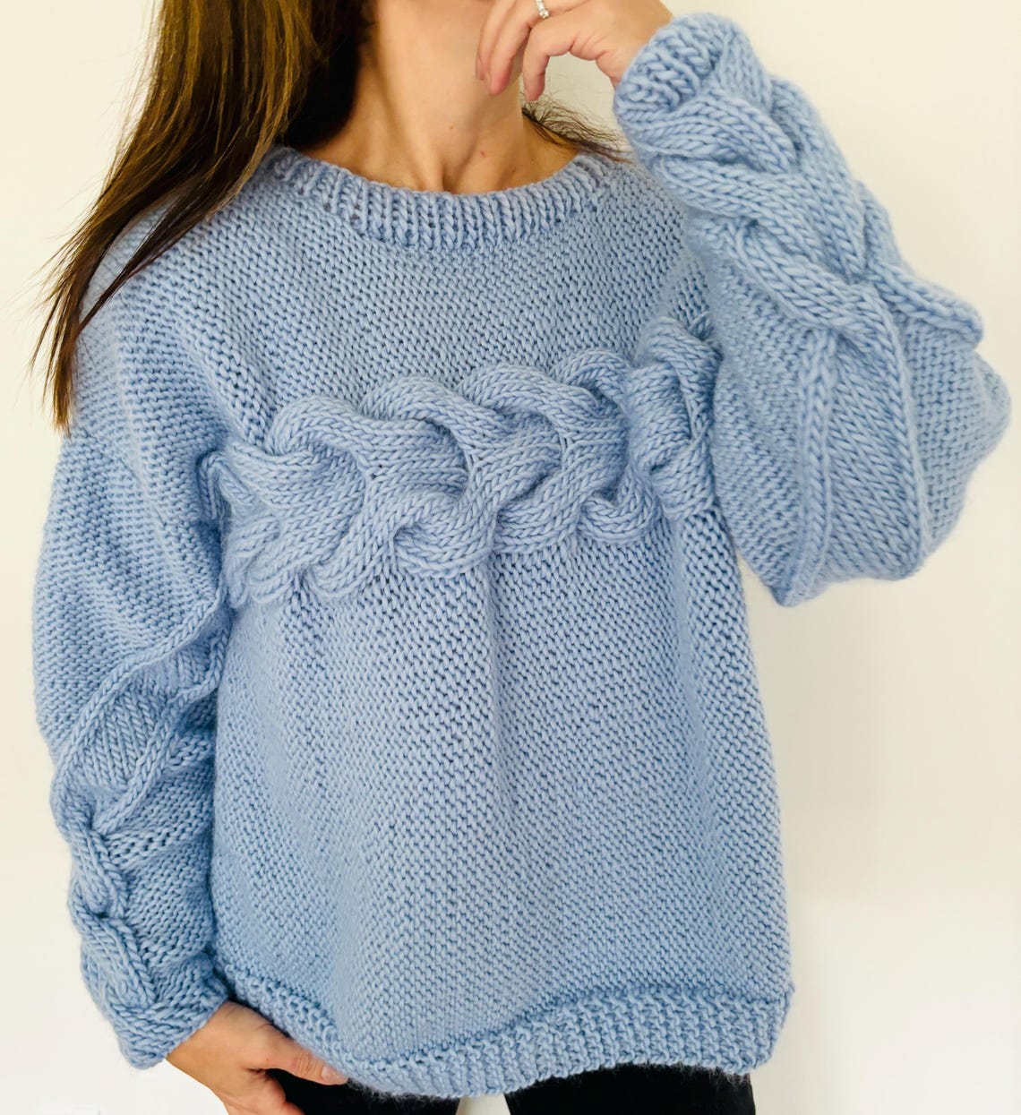 KNITTING PATTERN- Sideways Cable Crewneck. Instant Download Pdf Pattern ...