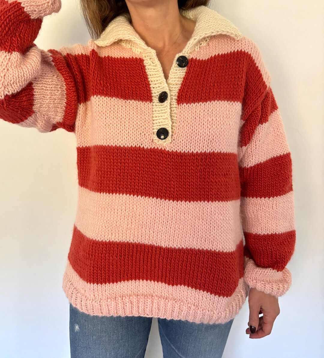 KNITTING PATTERN- Knit Rugby Polo Sweater. Instant Download Knitting ...