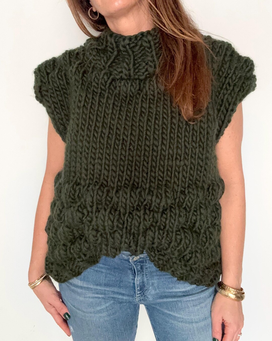 KNITTING PATTERN- Mock Neck Bubble Vest. Oversized Bulky Knit - Etsy