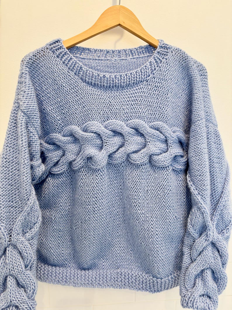 KNITTING PATTERN- Sideways Cable Crewneck. Instant Download Pdf Pattern ...