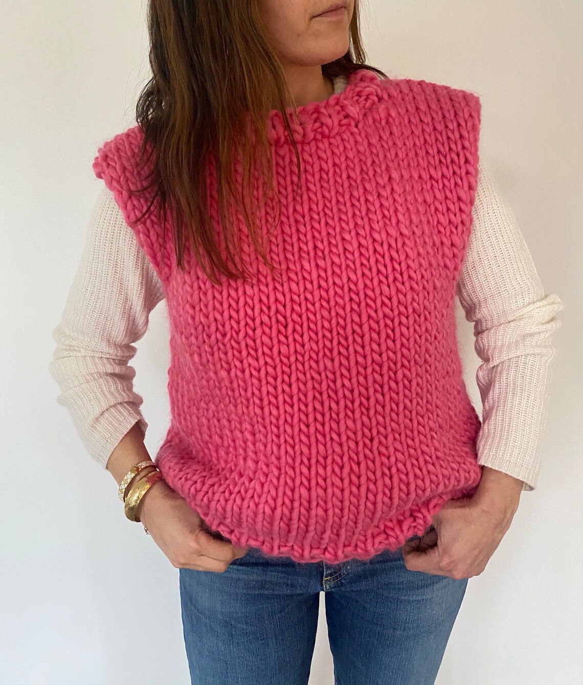Big Easy Knit Vest Pattern: Bulky Yarn Beginner Project (PDF Pattern ...