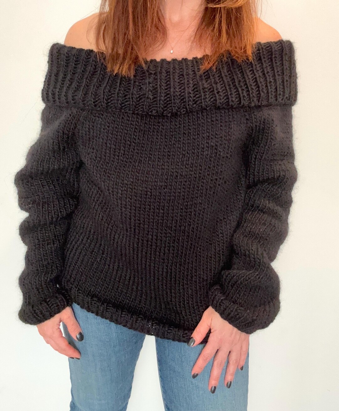 KNITTING PATTERN- off the Shoulder Pullover. Instant Download Knit ...