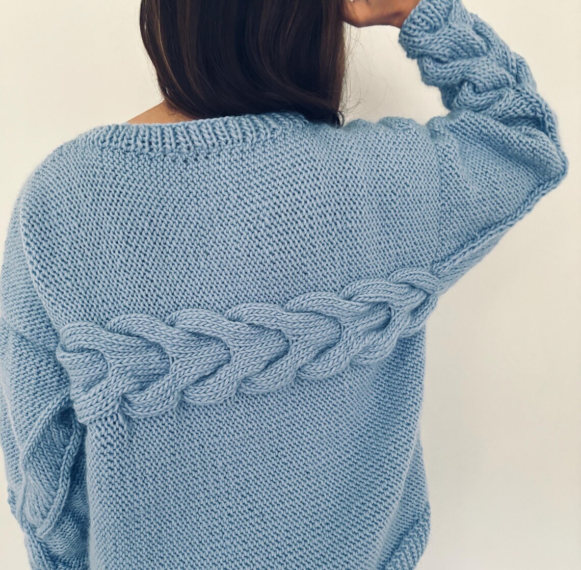 KNITTING PATTERN- Sideways Cable Crewneck. Instant Download Pdf Pattern ...