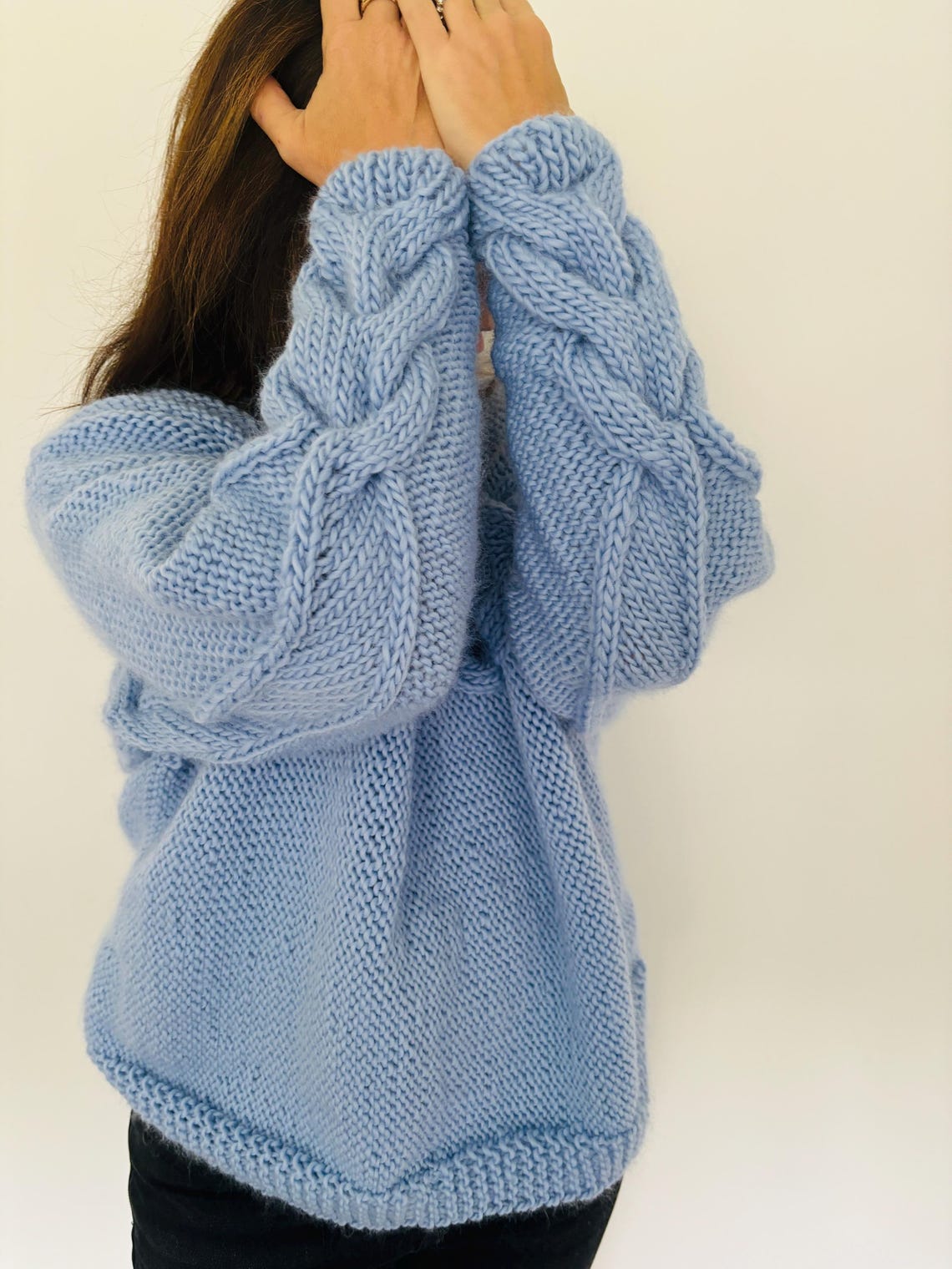 KNITTING PATTERN- Sideways Cable Crewneck. Instant Download Pdf Pattern ...