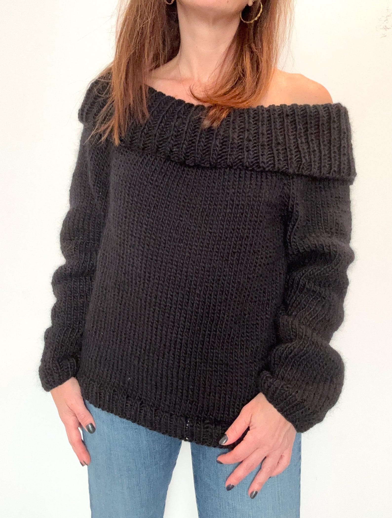 KNITTING PATTERN- off the Shoulder Pullover. Instant Download Knit ...