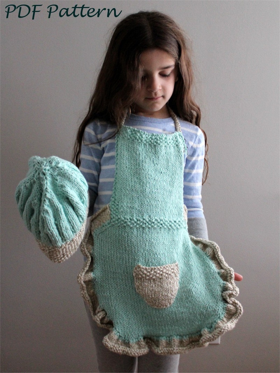 KNITTING PATTERN the Little Chef Hat and Apron Set. PDF - Etsy