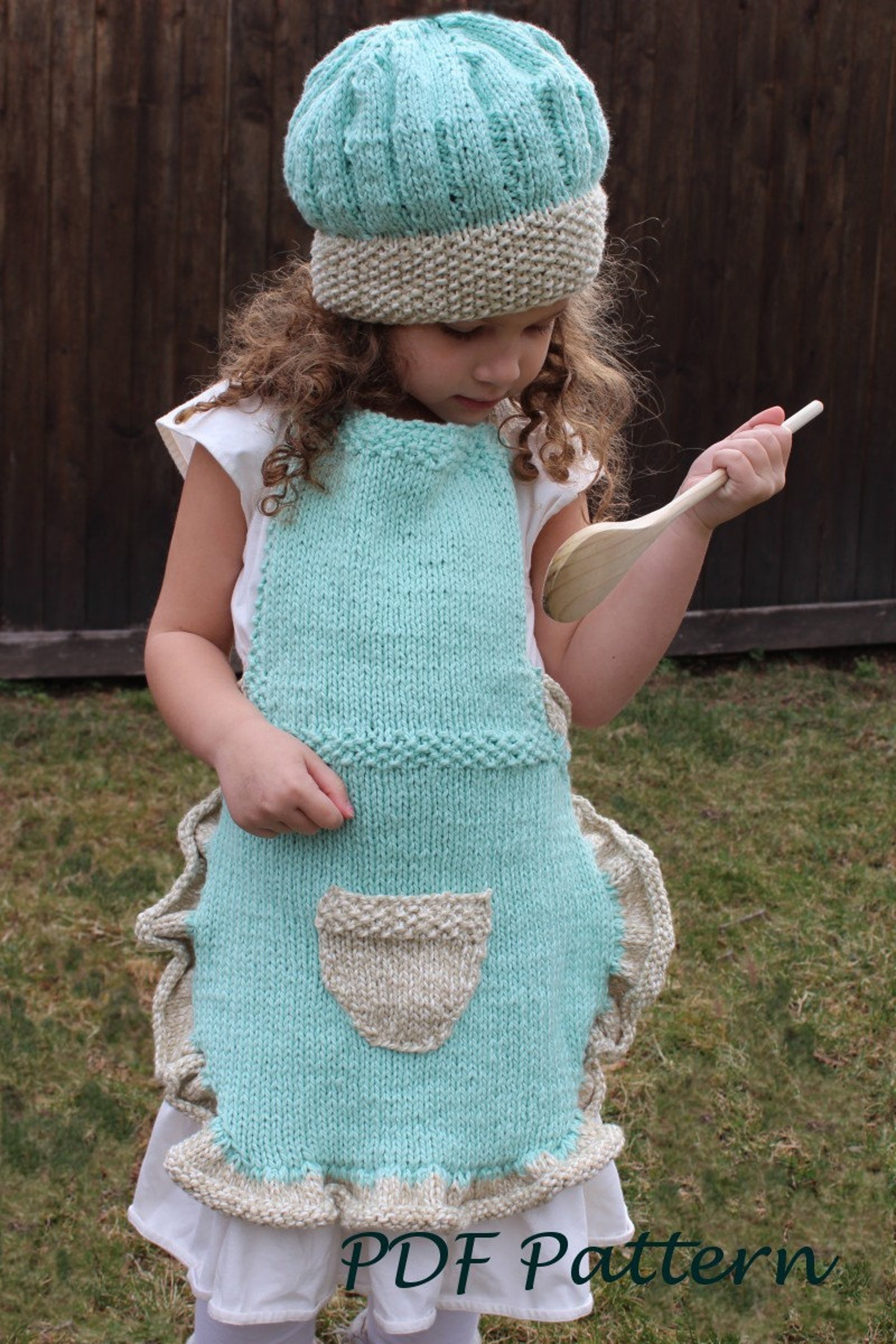 KNITTING PATTERN the Little Chef Hat and Apron Set. PDF - Etsy