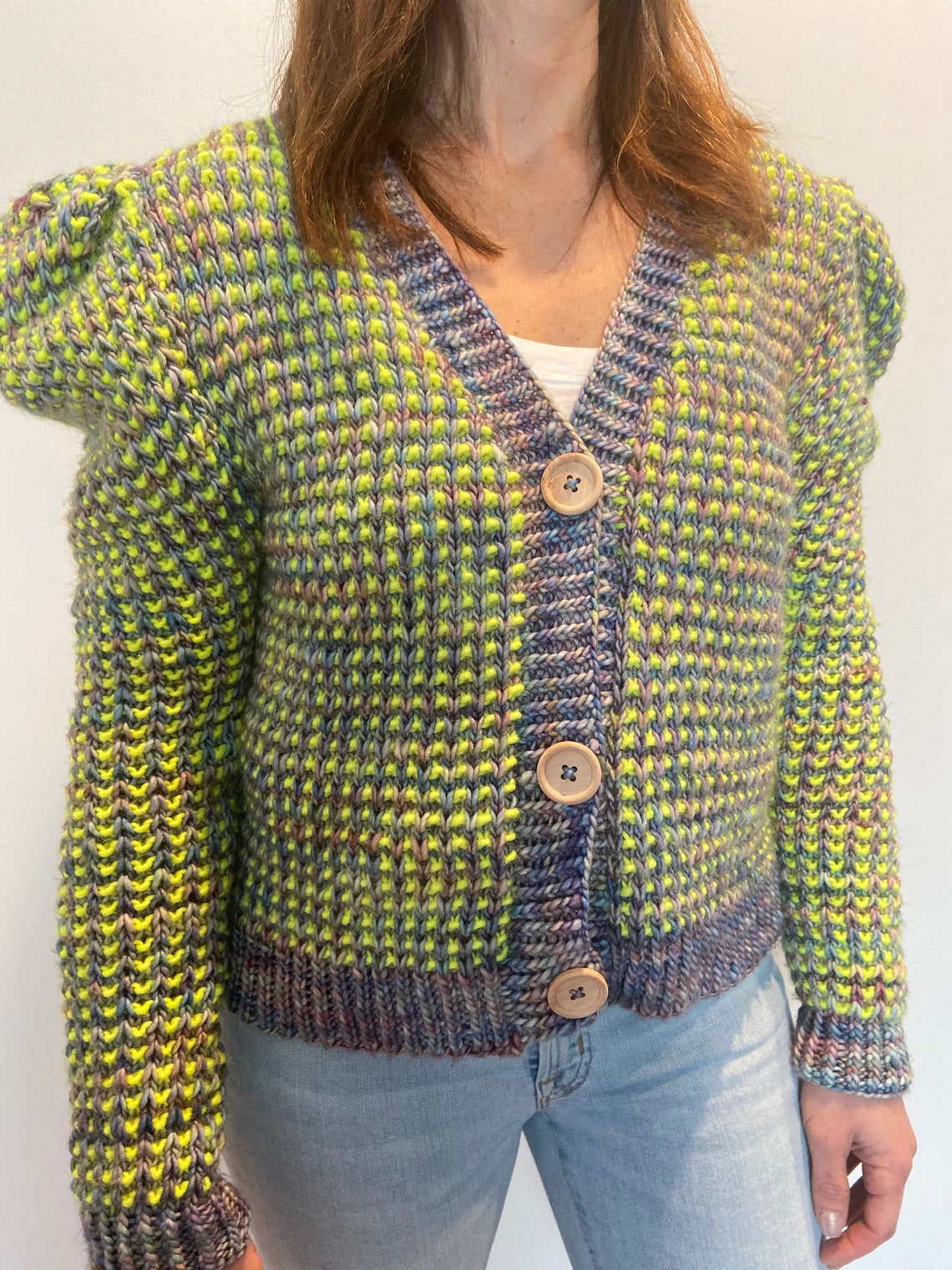 KNITTING PATTERN- Puff Sleeve Cardigan. Sweater Pattern Download - Etsy