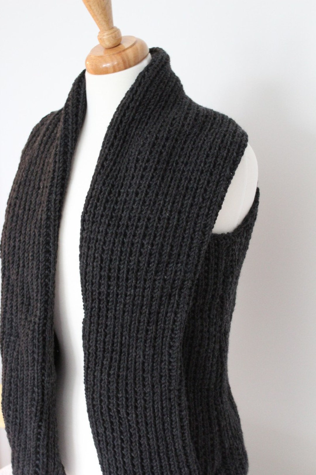 Chunky Knit Vest Pattern: Wide Collar, Beginner/intermediate (PDF ...
