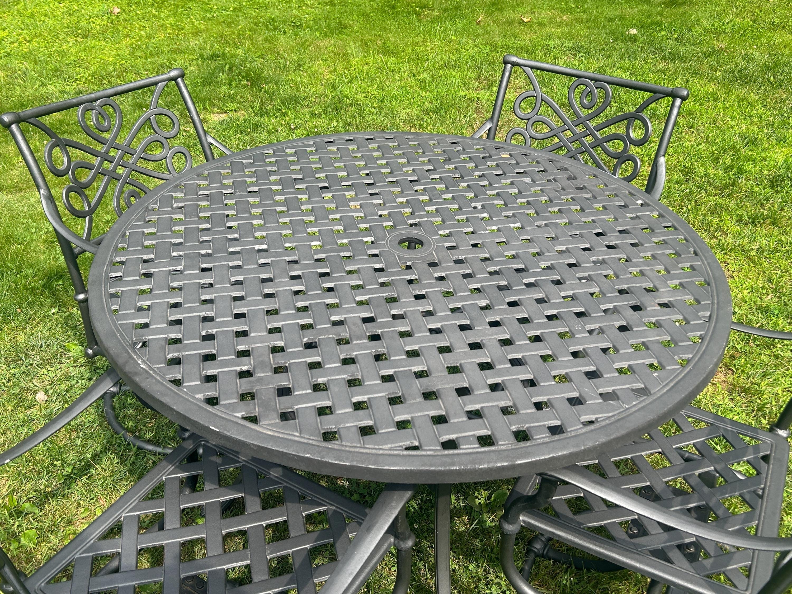 Cast Aluminum Hanamint Patio Set Table and 4 Swivel Chairs - Etsy