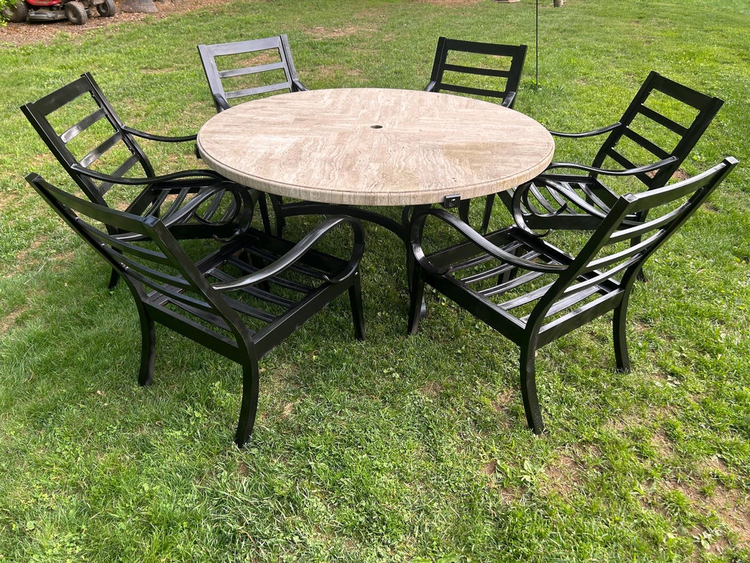 Outdoor Faux Stone Table With 6 Chairs - Etsy
