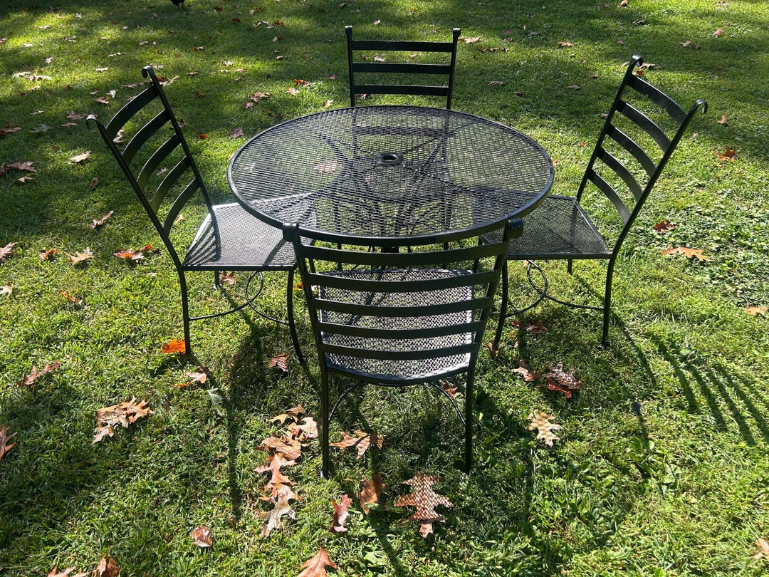 Metal Patio Set: Table and 4 Chairs - Durable Outdoor Furniture - Etsy