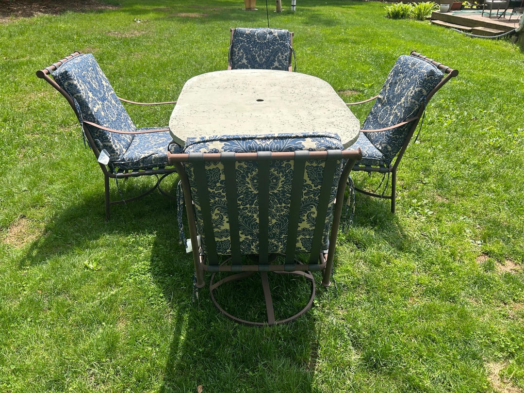 Beautiful Patio Set Faux Stone Table With 4 Chairs - Etsy