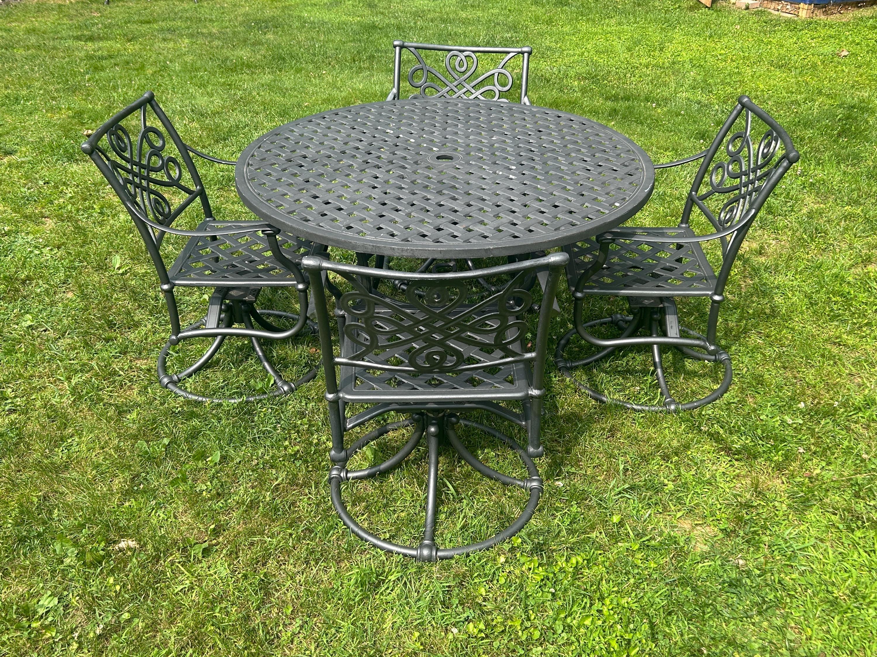 Cast Aluminum Hanamint Patio Set Table and 4 Swivel Chairs - Etsy