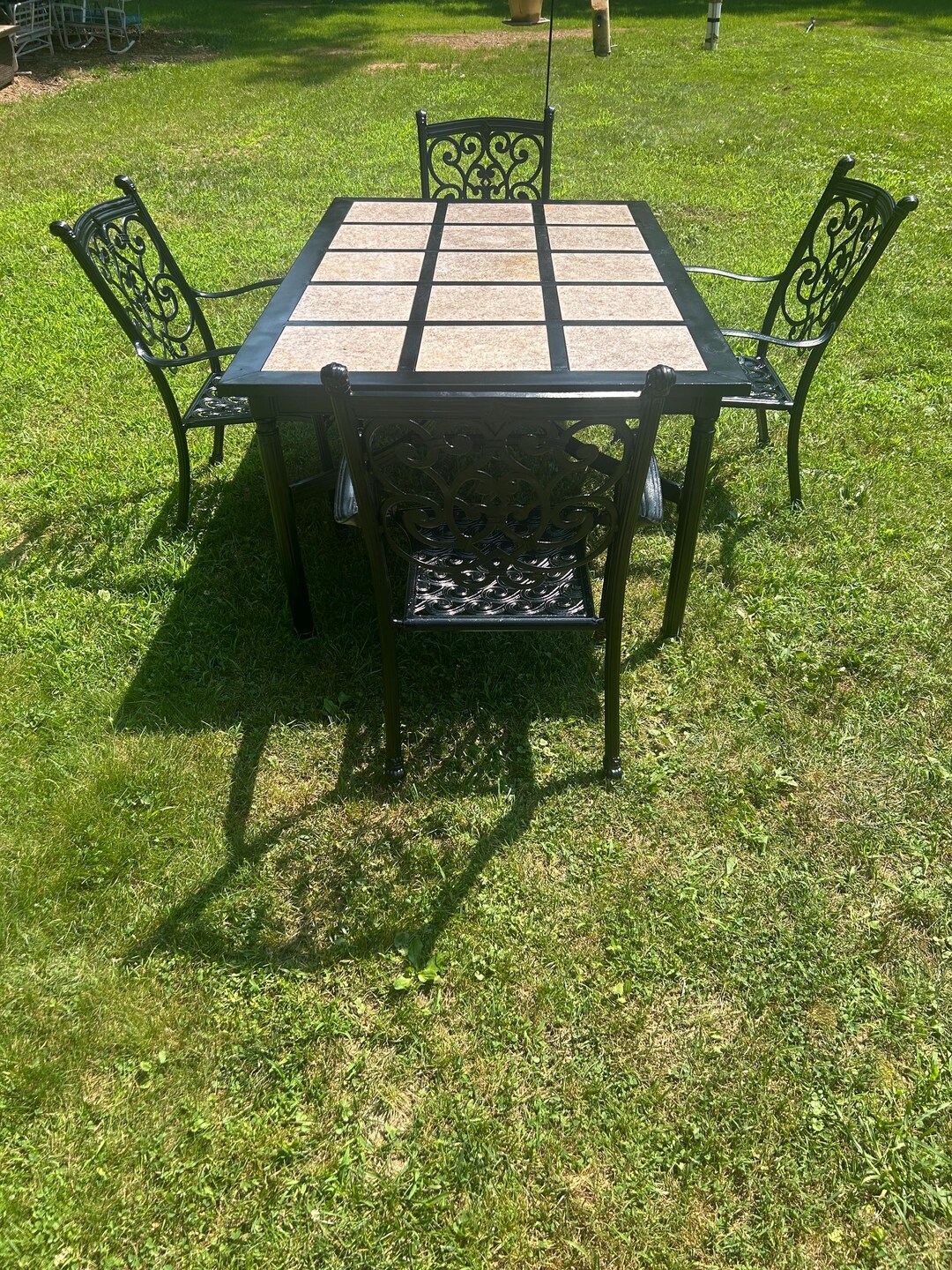Refinished Aluminum Patio Set: Tile Table & 4 Chairs - Etsy