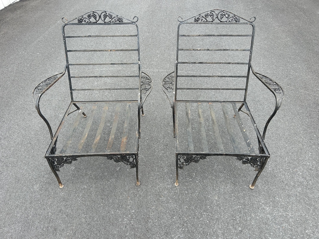 Vintage Woodard Grapevine Patio Chairs: Outdoor Iron Set - Etsy