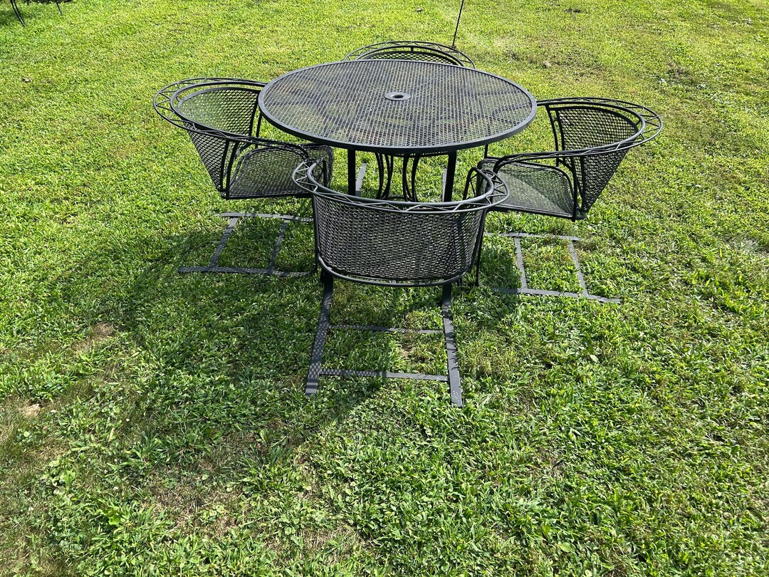Wrought Iron Woodard Patio Set: Table and 4 Rockers - Etsy