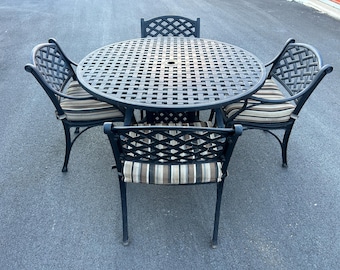 Cast Aluminum Hanamint Patio Set Table and 4 Swivel Chairs - Etsy