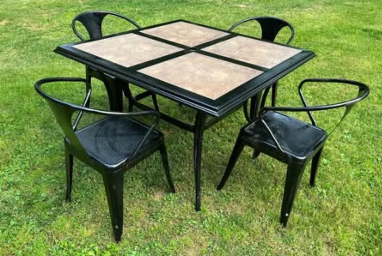 Beautiful Aluminum Patio Set Tile Table and 4 Barrel Chairs *** - Etsy