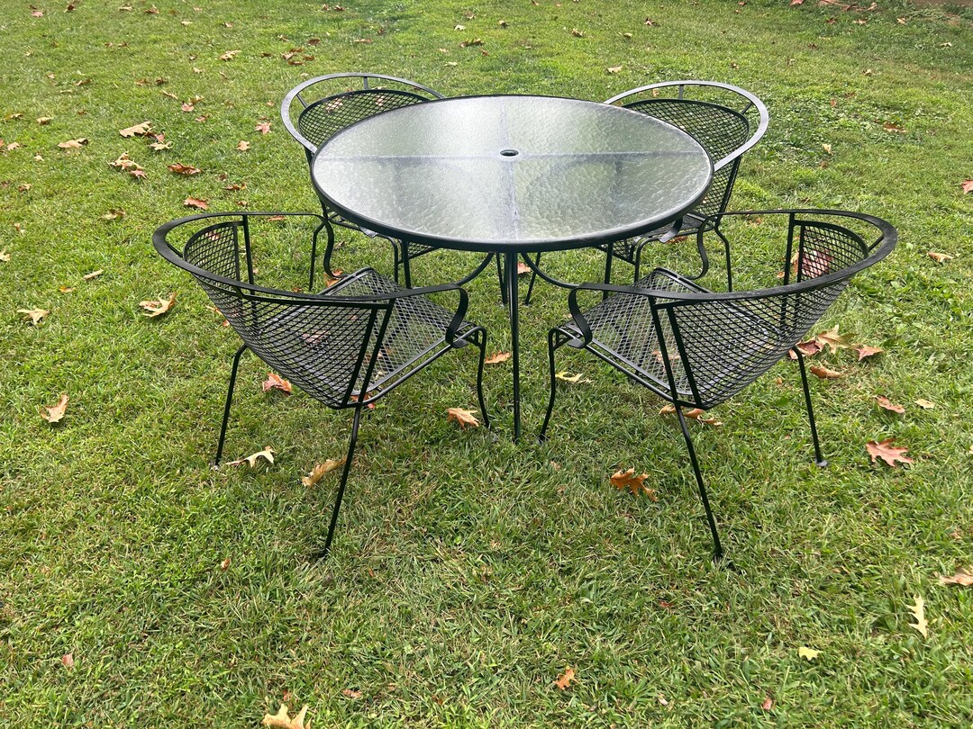 Vintage MCM Patio Set: Glass Top Table & Barrel Chairs - Etsy