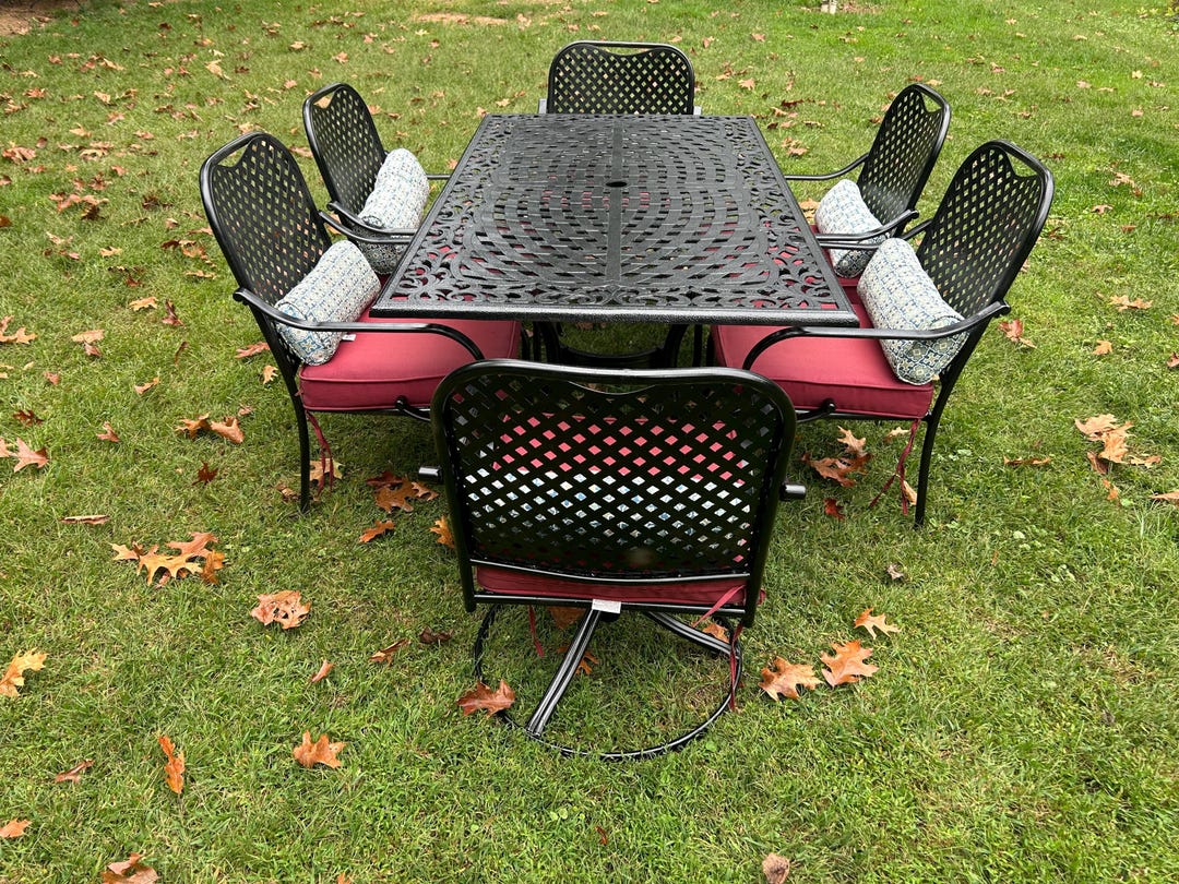 Metal Patio Set: Table, 9 Chairs, 2 Ottomans - Etsy