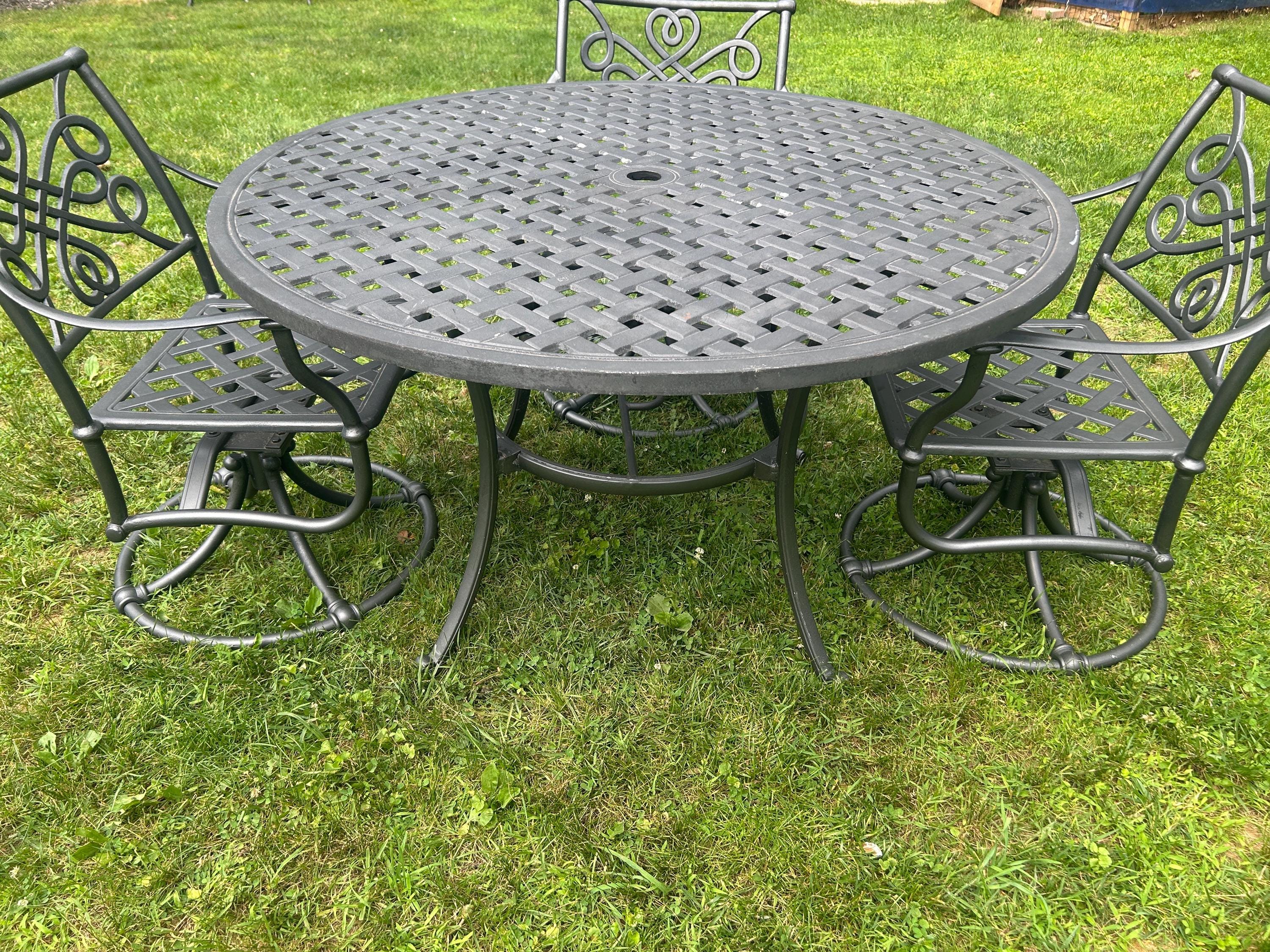 Cast Aluminum Hanamint Patio Set Table and 4 Swivel Chairs - Etsy