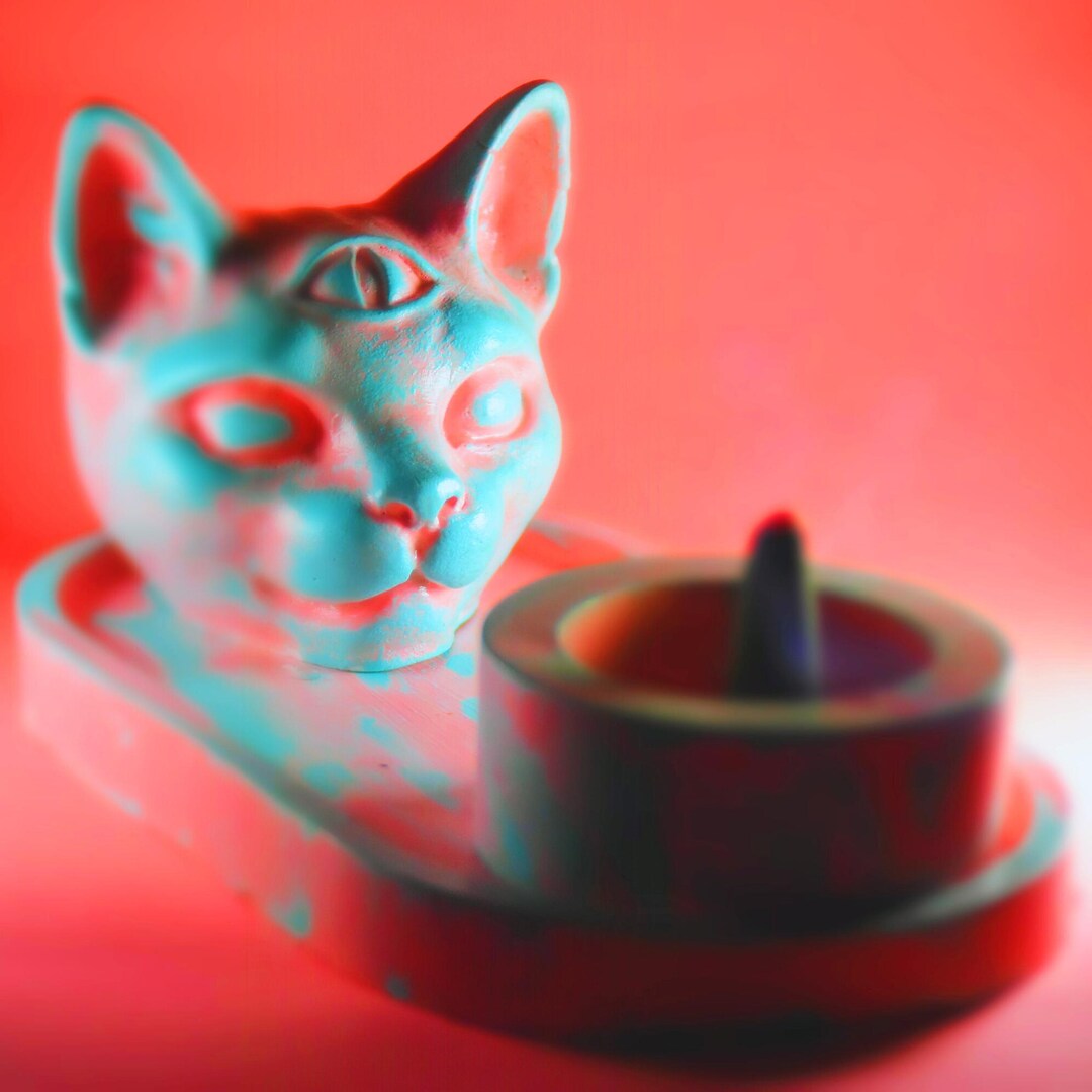 Ceramic Three Eye Cat Head Incense Holder , Unique Home Decor , Cute ...