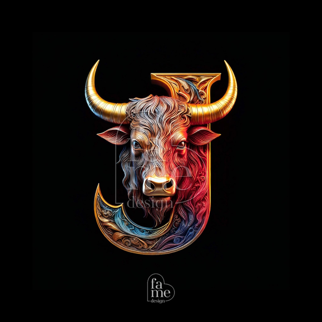 Taurus "j" Letter Zodiac Digital Art - Personalized Zodiac Signs With ...