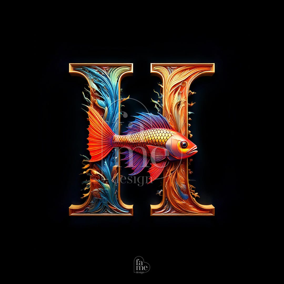 Pisces "h" Letter Zodiac Digital Art - Personalized Zodiac Signs With ...