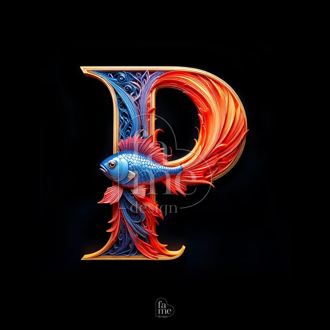 Pisces "p" Letter Zodiac Digital Art - Personalized Zodiac Signs With ...
