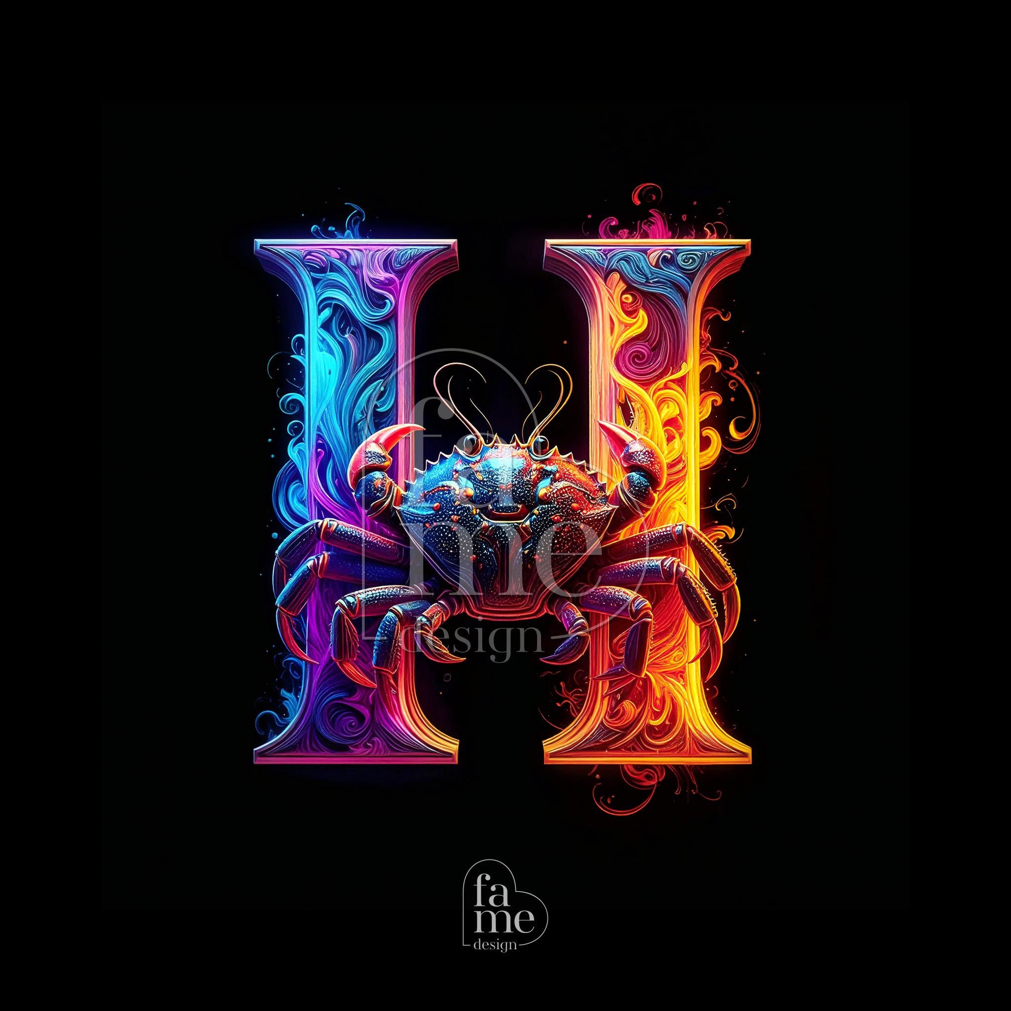 Cancer Alphabet "h" Letter Zodiac Digital Art - Personalized Zodiac ...