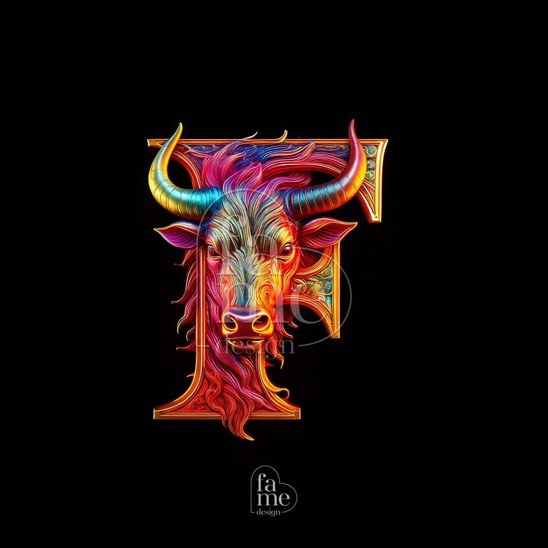 Taurus "f" Letter Zodiac Digital Art - Personalized Zodiac Signs With ...