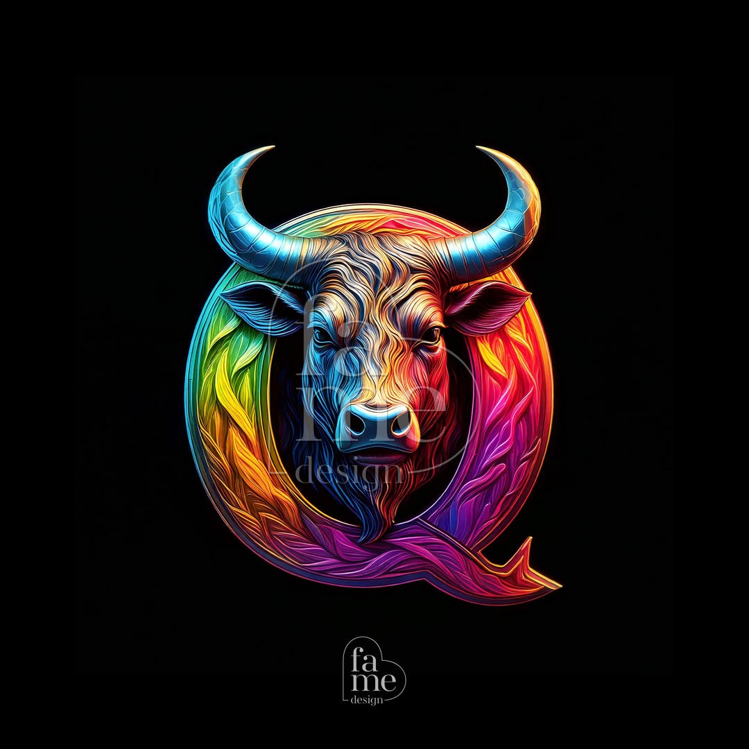 Taurus "q" Letter Zodiac Digital Art - Personalized Zodiac Signs With ...