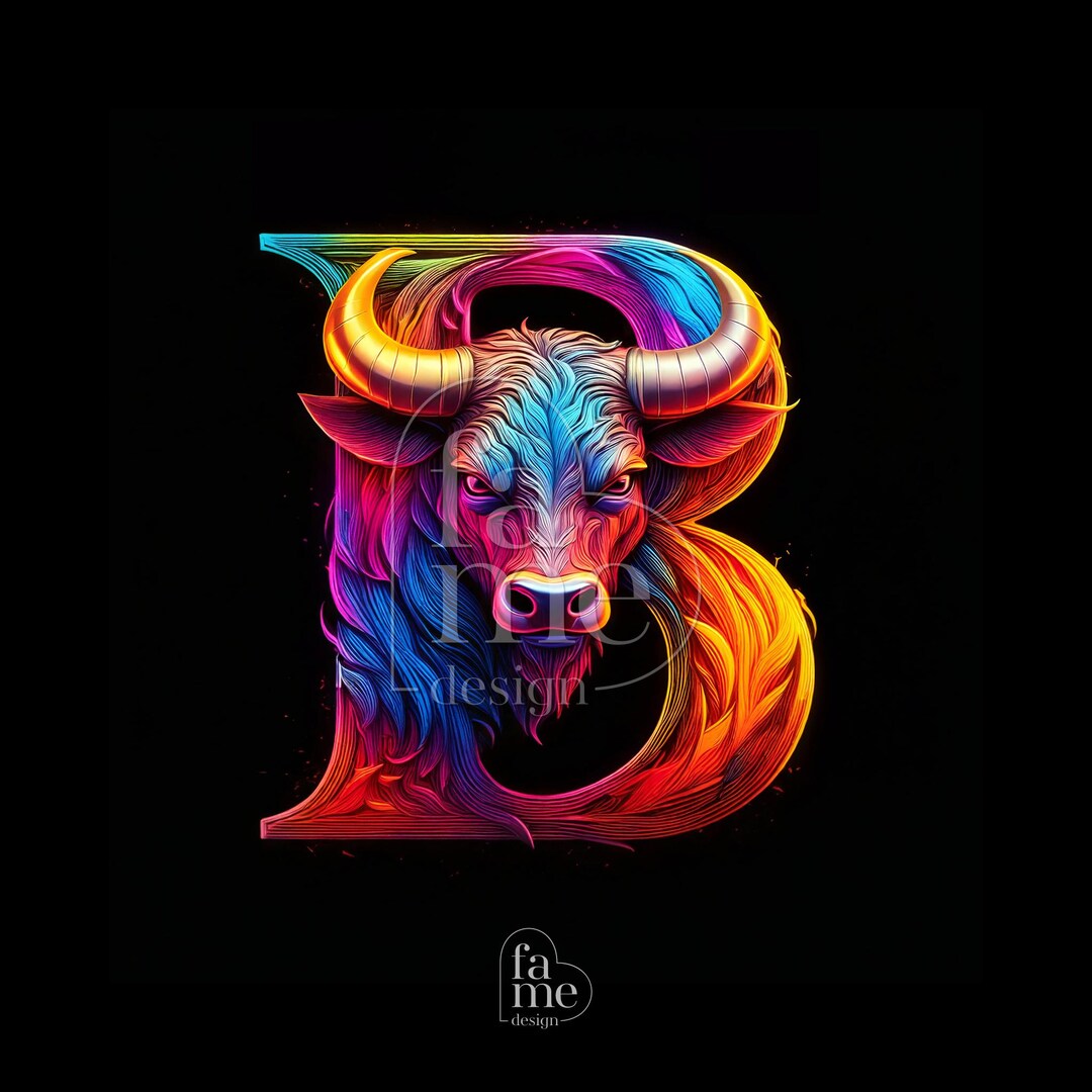 Taurus "b" Letter Zodiac Digital Art - Personalized Zodiac Signs With ...