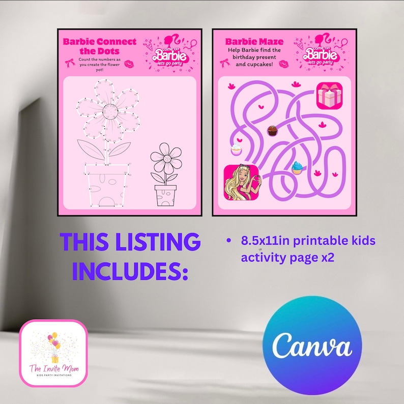 Barbie Activity Sheets for Kids Birthday Party Activity Digital ...
