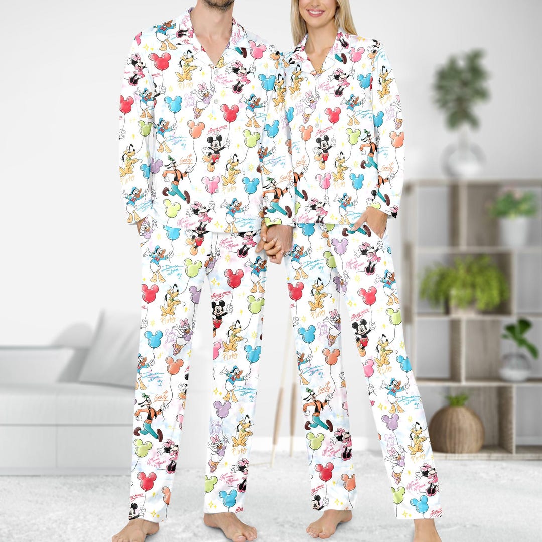 Mickey and Friends Balloon Signatures Pajamas Set, Mickey & Co Pajama ...